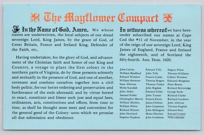 The Mayflower Compact Historical Postcard 1620 Signed Names Bromley Co ...