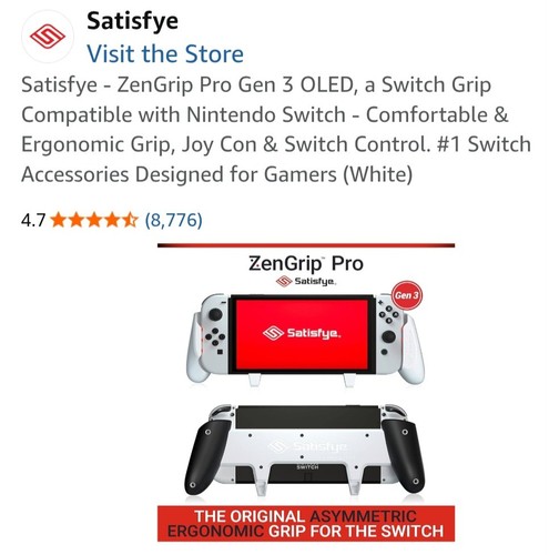 Satisfye ZenGrip Pro Slim Bundle for Nintendo Switch and Switch OLED ...