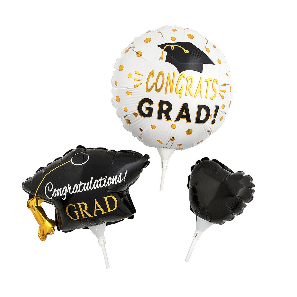 Fun Express Graduation Party Mylar Stick Balloons Assortment - 8 1/2" x ...