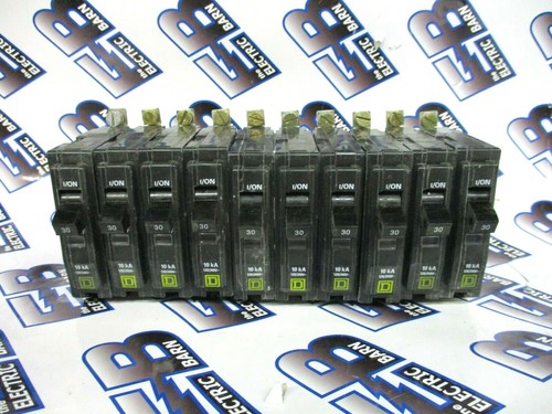 Square D QOB130 (1) LOT OF (10) 30A 120V 1P Yellow Circuit Breaker ...