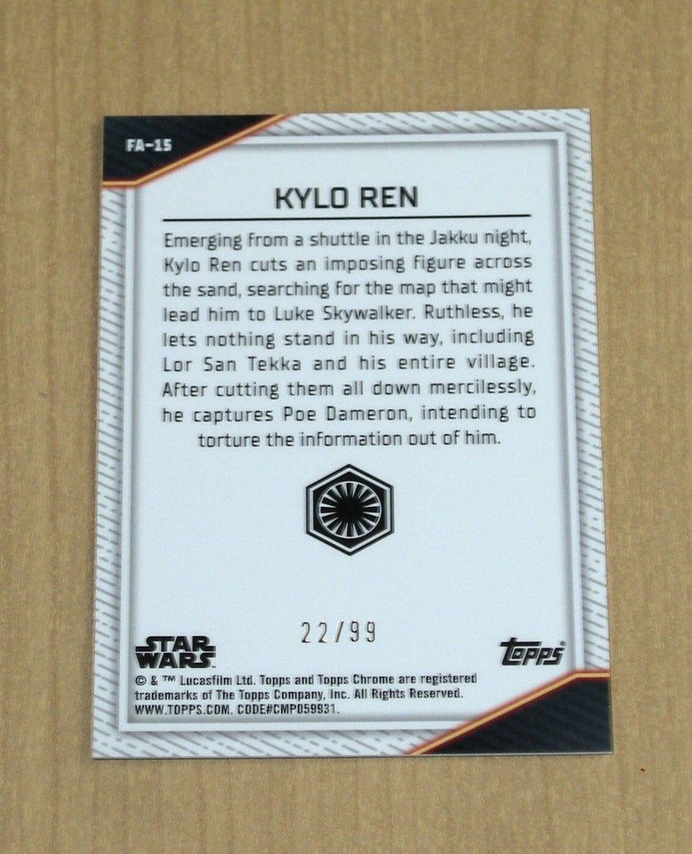 2023 Topps Star Wars Chrome GREEN Refractor First Appearances KYLO REN ...