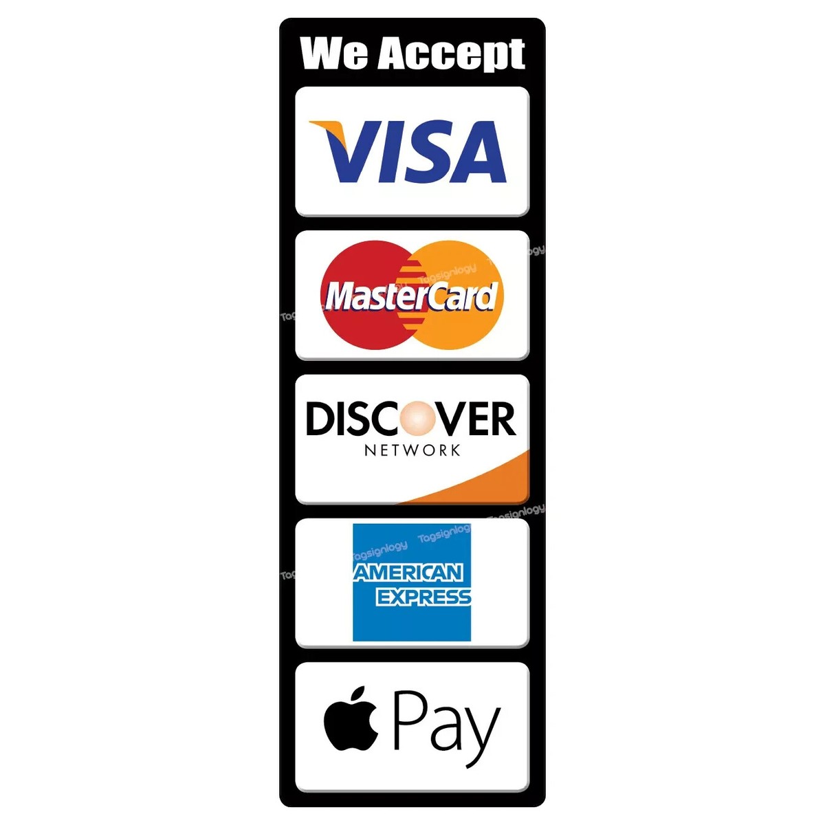 We Accept Credit Card Logo Mastercard, VISA, American Express,