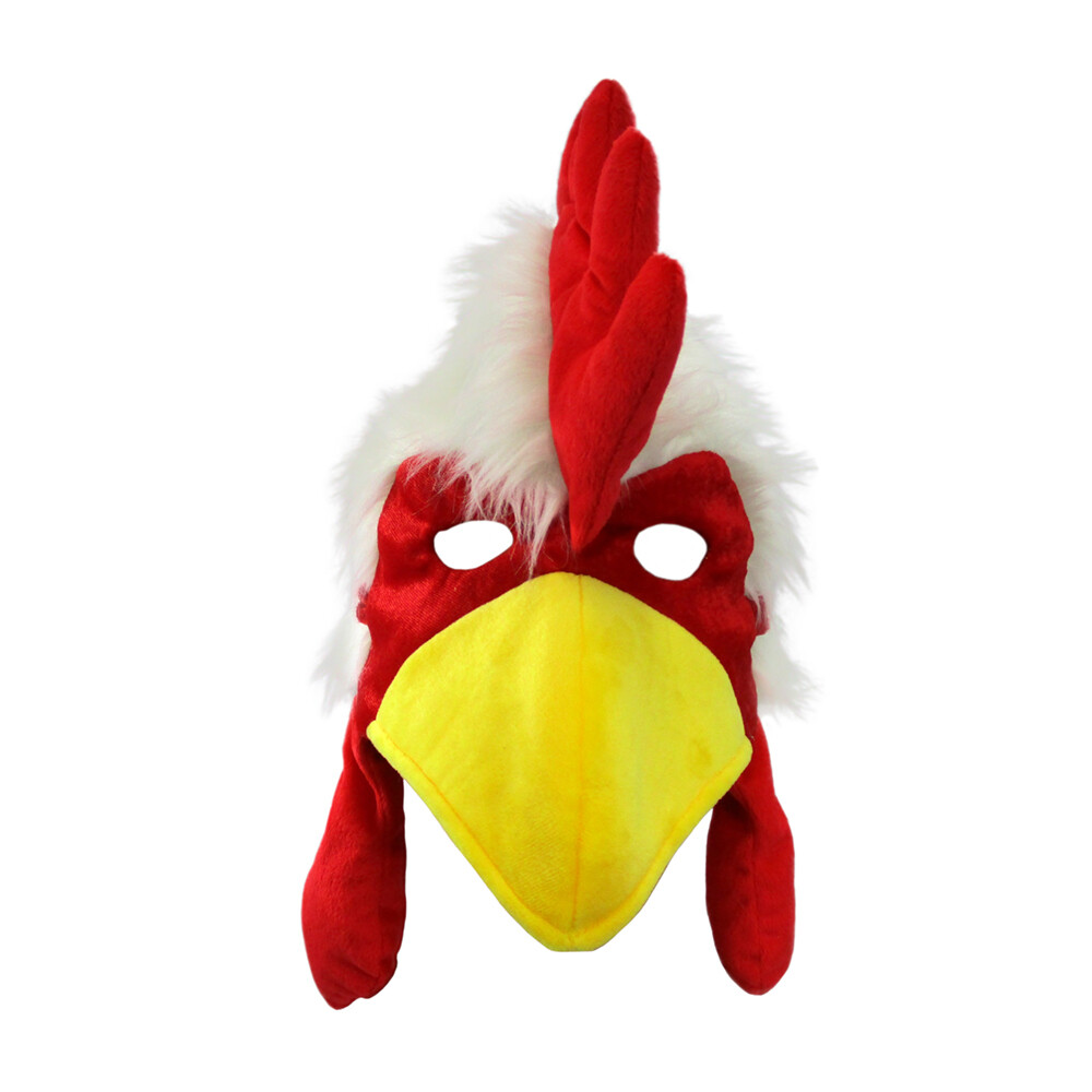 Adult Fuzzy Chicken Hat With Gizzard Rooster Hat Mask Costume Accessory ...