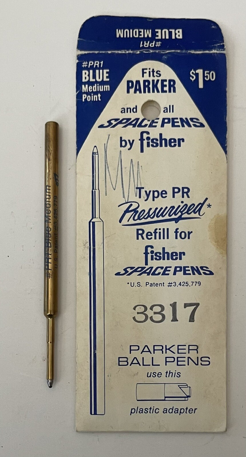 VINTAGE FISHER SPACE PEN PRESSURIZED REFILL - BLUE INK MEDIUM POINT # ...