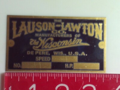 Lauson-Lawton Engine Reproduction name tag Nameplate | eBay