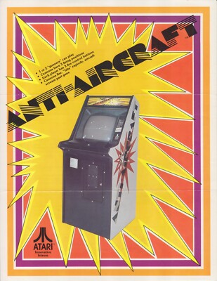 Orignal ANTI-AIRCRAFT ATARI ARCADE Video GAME FLYER BROCHURE 1975 8-1/2 ...