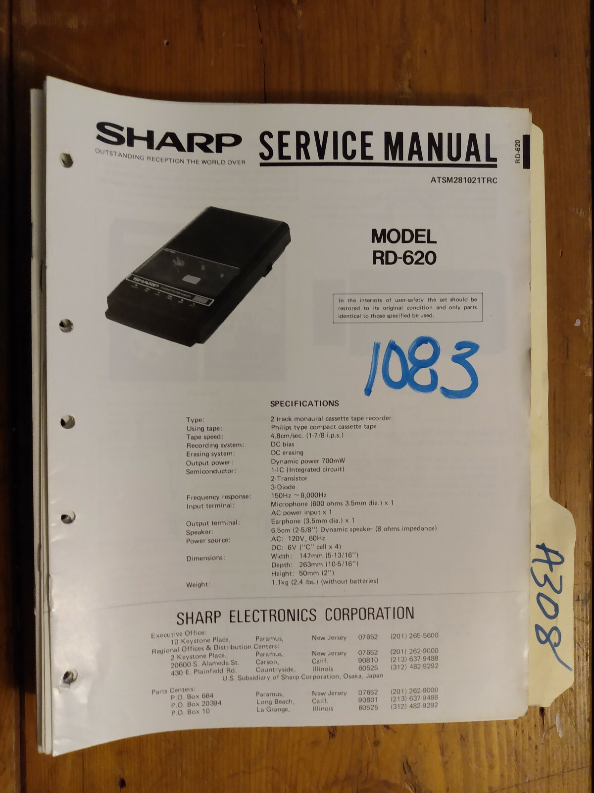 Sharp rd-620 service manual original repair book tape recorder | eBay