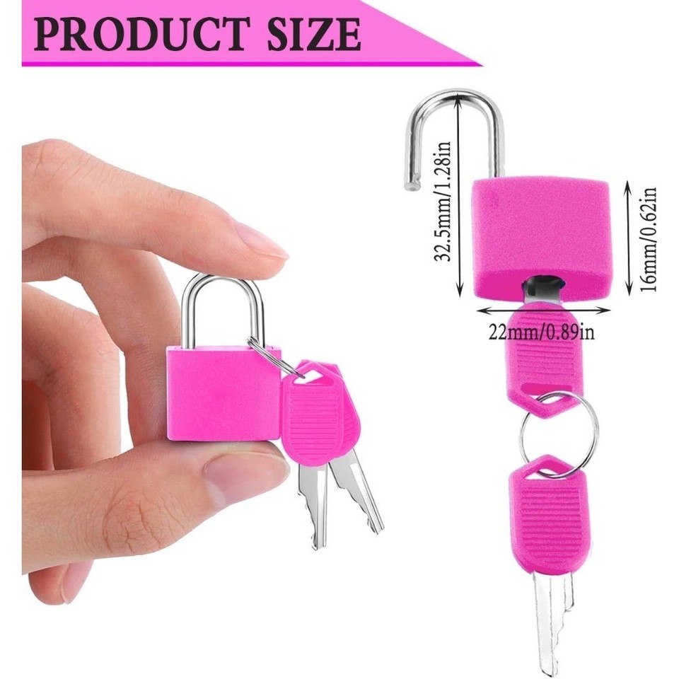 2 Pack Small Key Locks with Keys, Multicolor Mini Padlock with Plastic ...