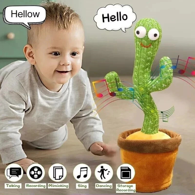 Dancing Cactus Repeat Talk Sing Glow Interactive Plush Toy for Kids-US ...
