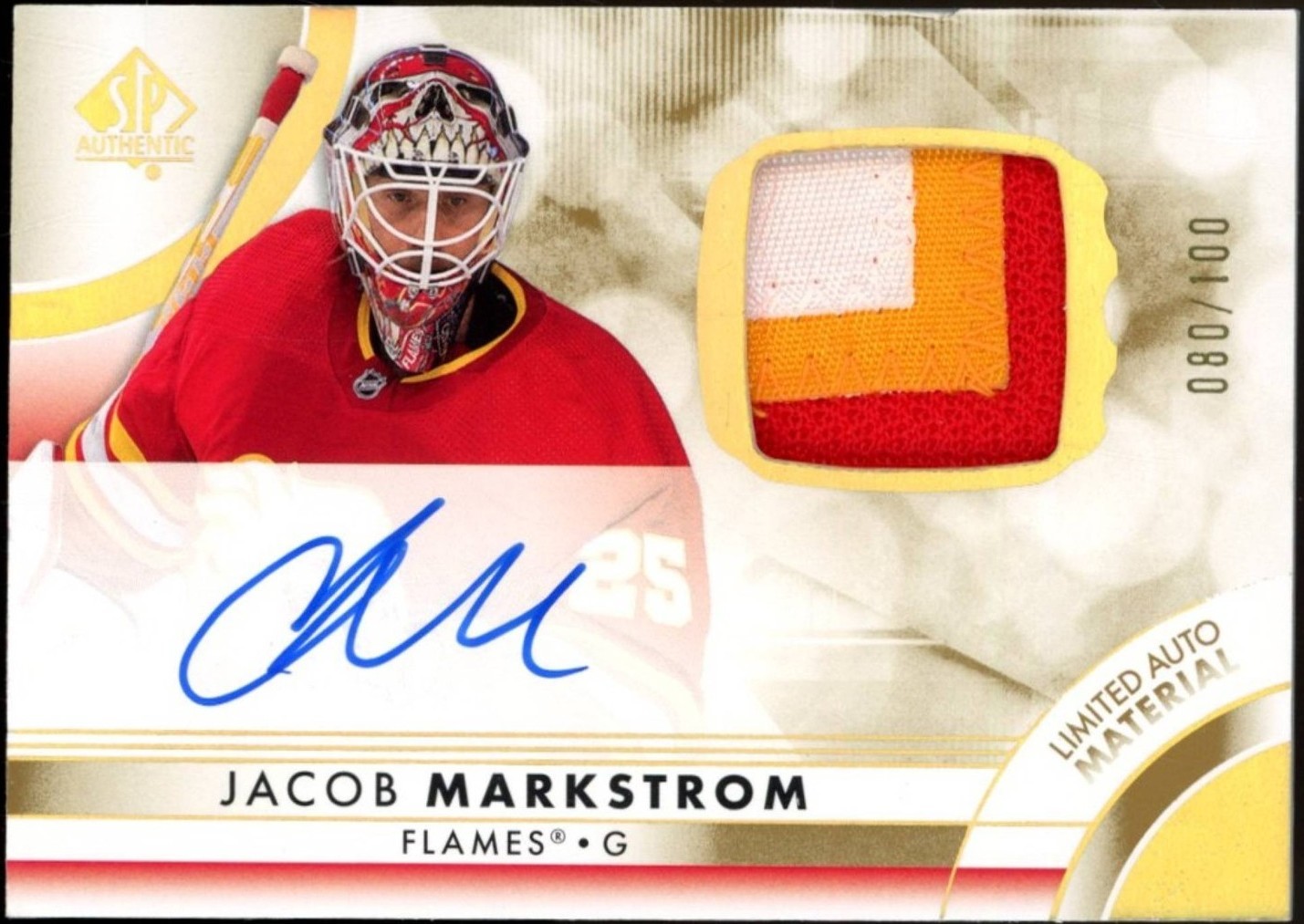 2023-24 Sp Authentic - Jacob Markstrom #49 Limited Auto Patch /100 (AU ...