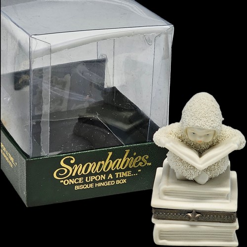 Vintage Snowbabies ONCE UPON A TIME Mini Trinket Box Child Reading NO ...