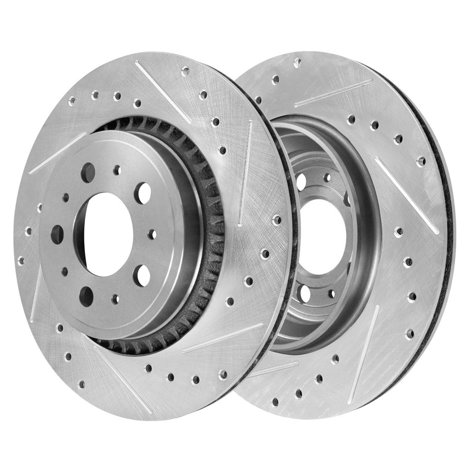 328mm Front Drilled and Slotted Disc Brake Rotors Set for 2003 - 2014 ...