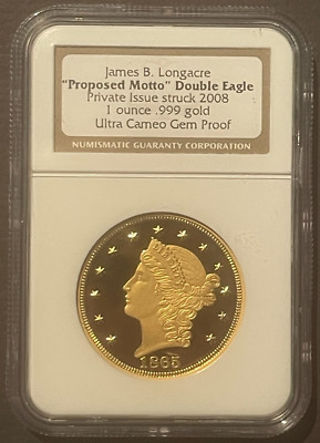James B. Longacre Motto Double Eagle Gold 1865 1 oz NGC Ultra Cameo ...
