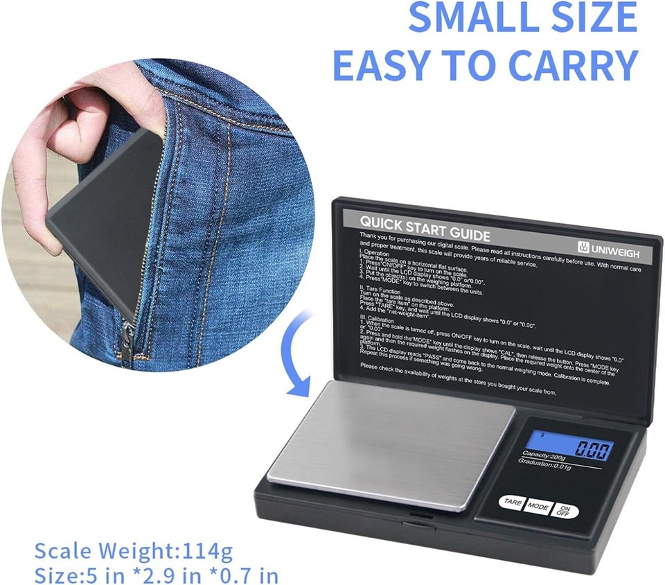 Digital Gram Scale,200g 0.01g/0.001oz Weight Scale and 200G+Cal weight ...