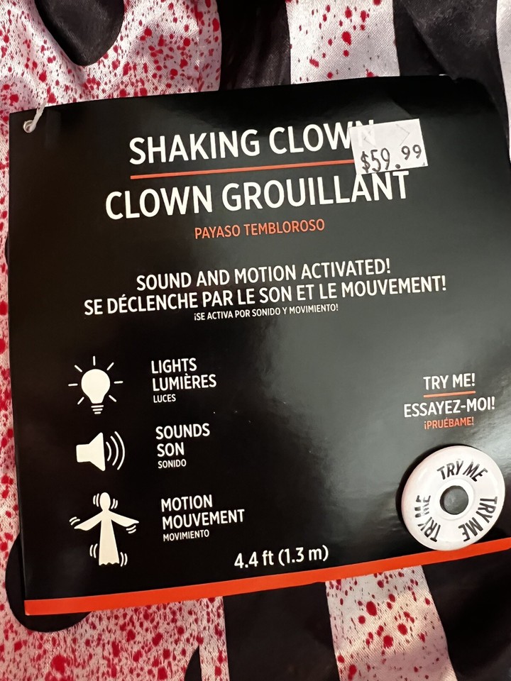 ⭐️ 4.4Ft Shaking Clown Motion Activated Animated Halloween Decor Lights ...