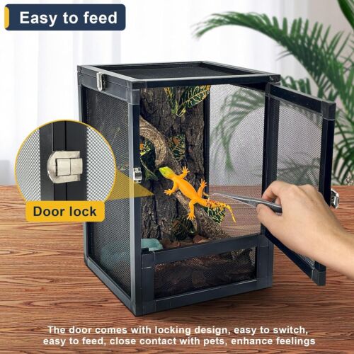 33Gallon 360° Panoramic Foldable Reptile Terrarium Kit Black-13x9.1x9.1 ...