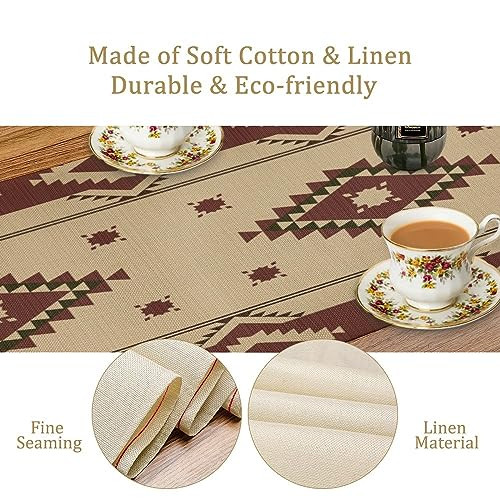 Southwest Aztec Table Runner, Geometric Native Navajo W13"x L108 ...