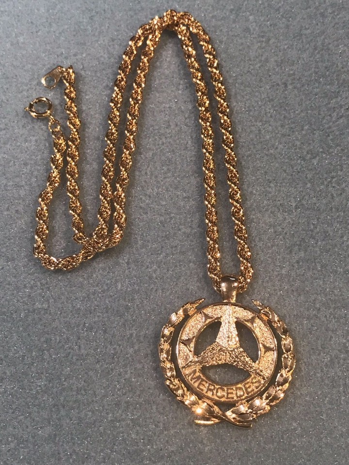Mercedes medallion on chain, 1970s shiny gold plated | eBay