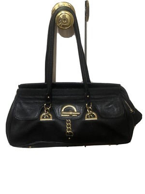 CHARLES DAVID BLACK GENUINE LEATHER LARGE SHOULDER BAG | eBay