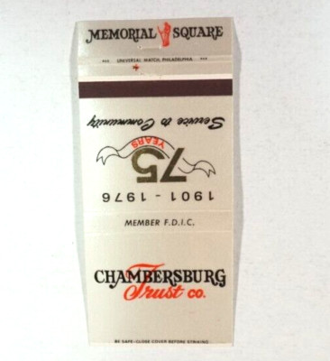 Matchbook VA Chambersburg Trust Co 75 Years Memorial Square 1976 | eBay