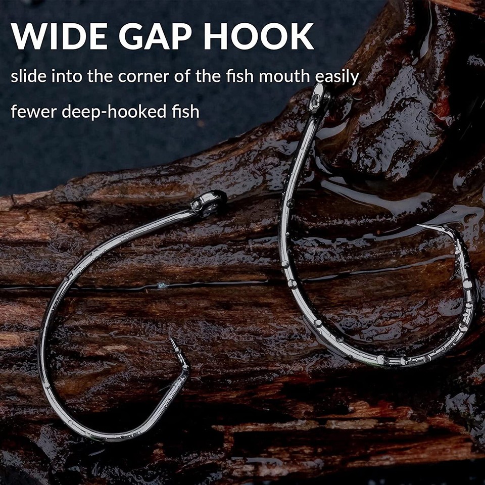 THKFISH 100PCS Fishing Hooks Circle Hooks Catfish Hooks Wide Gap Fish ...