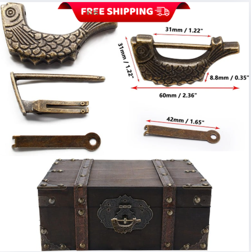 Vintage Fish Shaped Padlock, Bronze Antique Chinese Lock W/ Key for ...