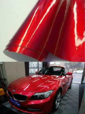 65FT x 5FT Ultra Glossy Metallic Vinyl Red Whole Car Wrap Foil Graphics ...