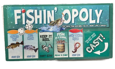 Fishin'Opoly - Fishing Monopoly Hook, Line & Sinker! Family Board Game ...