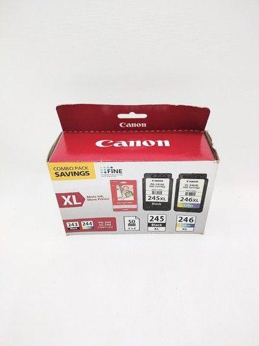 Canon Combo Pack Ink Cartridges 245XL Black, 246XL Color, 50ea 4x6 ...
