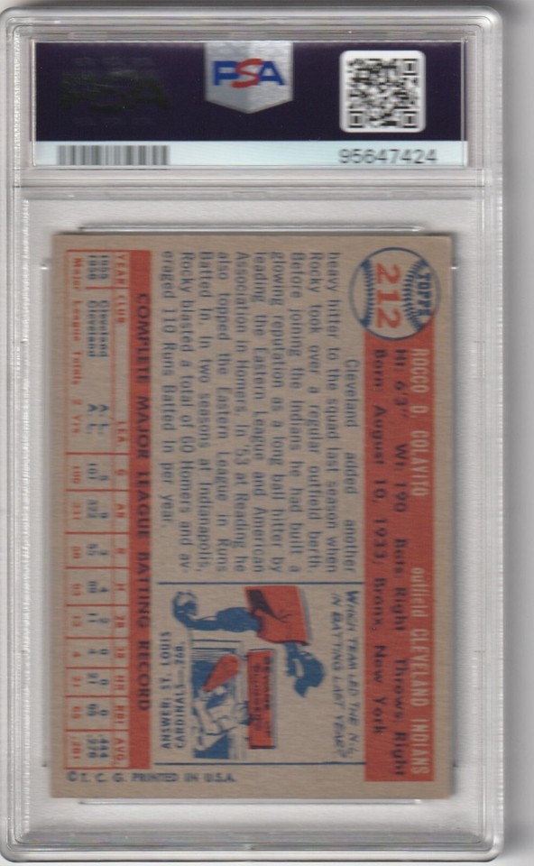 1957 Topps - #212 - Rocco Colavito Rookie Card- PSA 6 - EX-MT | eBay