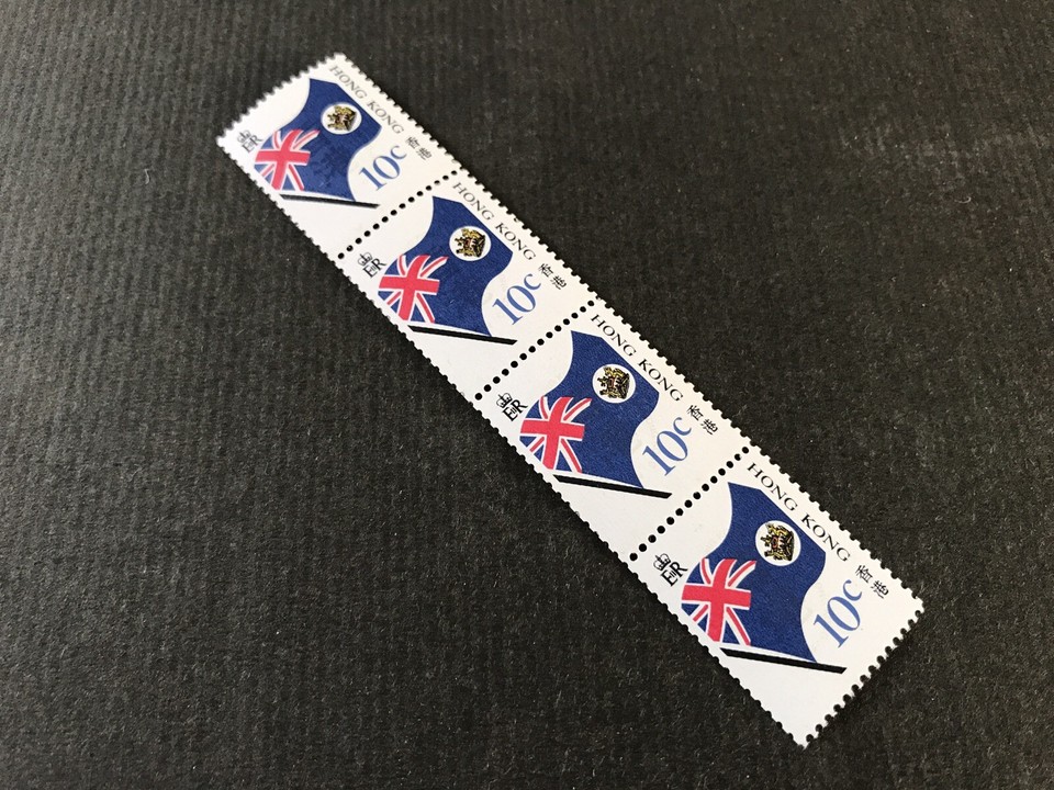 Hong Kong 1987, 10¢ British Hong Kong Flag 英屬香港旗, Strip of 4, SG: HK ...