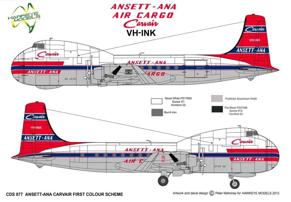 1/144 HAWKEYE Decals 077-144; Ansett-ANA Air Cargo CARVAIR Original ...