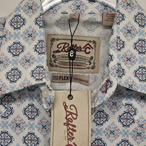 Rafter C Shirt Mens White Pro Flex 45 Performance Geometric Western ...