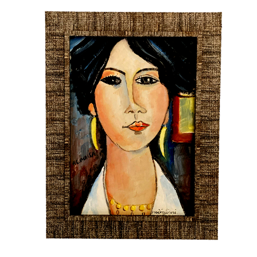 Framed portrait of Almaisa inspired by Modigliani oil signed painting ...
