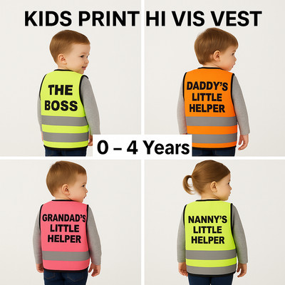 HI VIZ KIDS INFANTS BABY FLUORESCENT PRINTED OUTDOOR SAFETY VEST | eBay UK