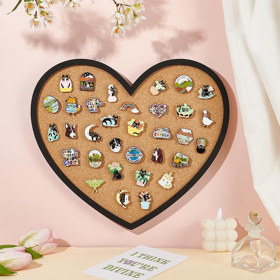 Pin Board Heart Cork Board Bulletin Display Board, 0.8inch Thick Wall ...