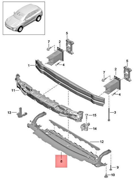 Porsche Macan 95b Genuine Front Bumper Reinforcement 95B805241 2016 for ...