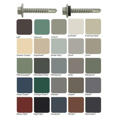 COLORBOND Hex Metal 12g-14 x 20mm Self Drilling Tek Screw Painted ...