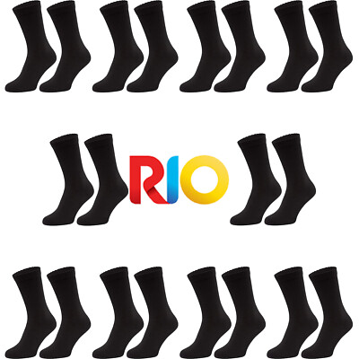 10 Pair Rio Active Crew Cotton Rich Mens Business Sports Black Socks ...