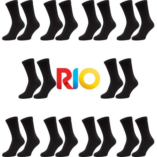 10 Pair Rio Active Crew Cotton Rich Mens Business Sports Black Socks ...