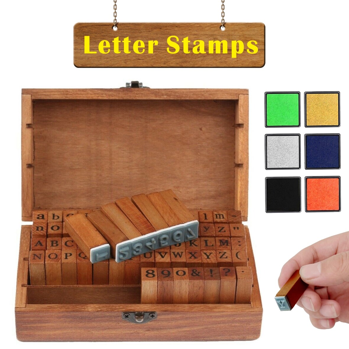 Rubber Stamp Letters 30 Pcs Alphabet Wooden Rubber Diary Stamp Set