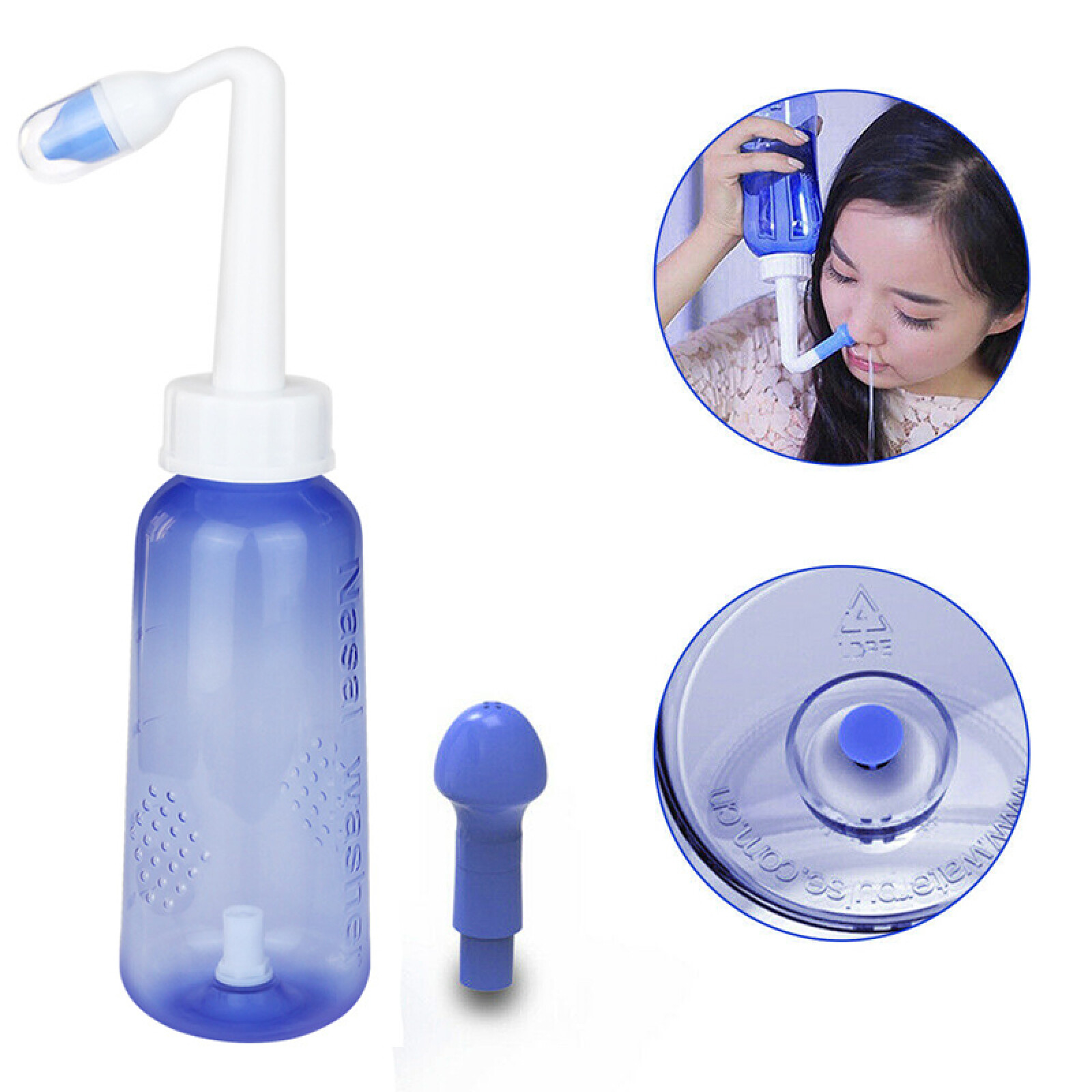 Hydro Nose Washer Neti Pot Nasal Irrigation Transparent Bottle With 2 ...