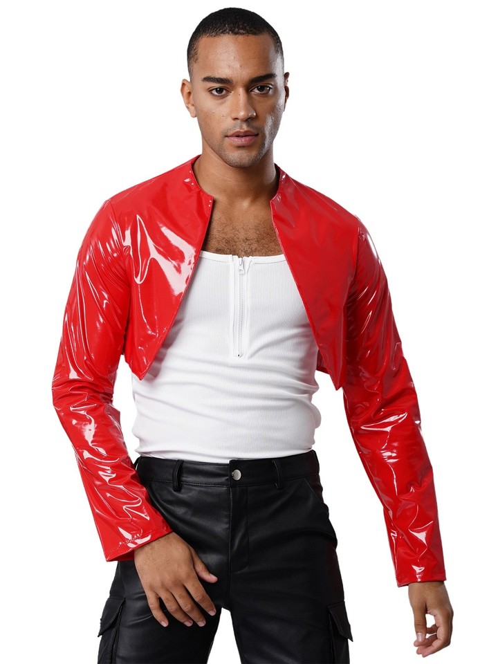 Mens Shirts Disco Crop Top Holiday Clubwear Bar Jacket Rave Cosplay ...