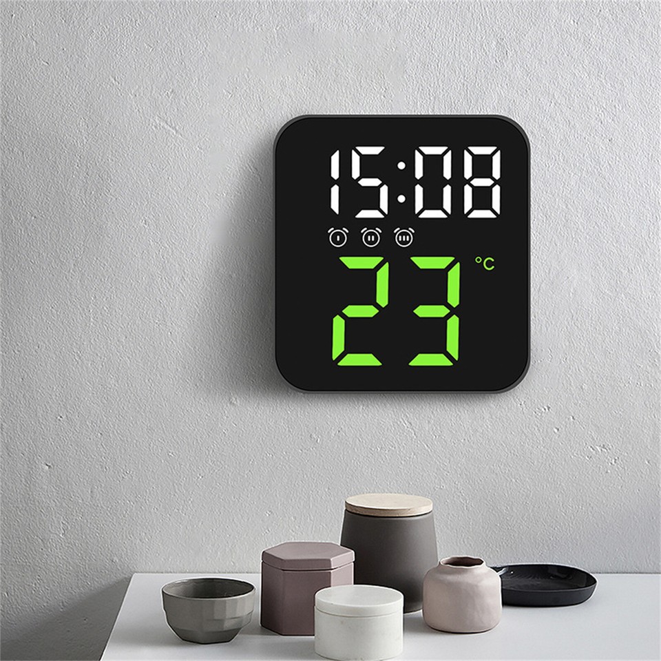 LED Digital Wall Clock Wall Time Temperature Humidity Display ...