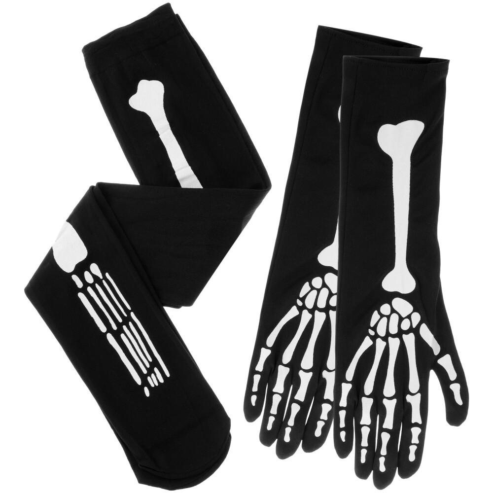 2 Pair Gloves Bone Socks Halloween Skeleton Costume Punk Accessories ...