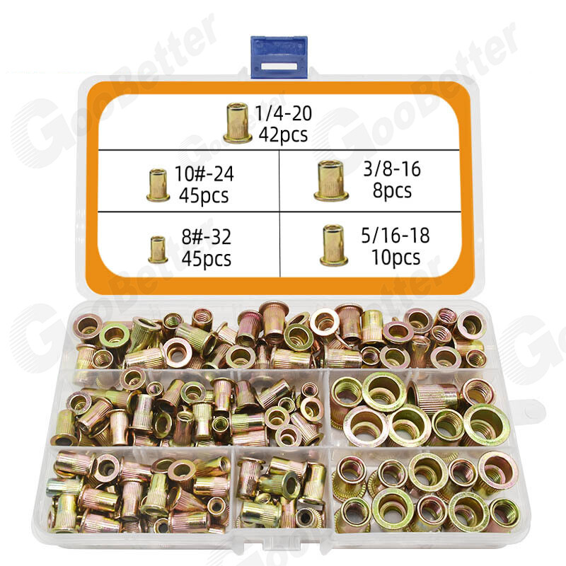 150Pcs Rivet Nuts Kit SAE Carbon Steel Rivet Nut Insert Nutsert ...