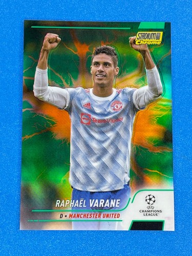 Raphael Varane 2021-22 Topps Stadium Club Chrome 88 UEFA Green/Yellow ...