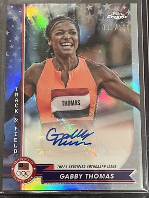 GABBY THOMAS 2024 Topps Chrome Olympic #AU-GT Refractor Auto /138 Team ...