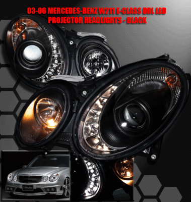 03-06 MERCEDES-BENZ W211 DRL LED PROJECTOR HEADLIGHT 04 | eBay