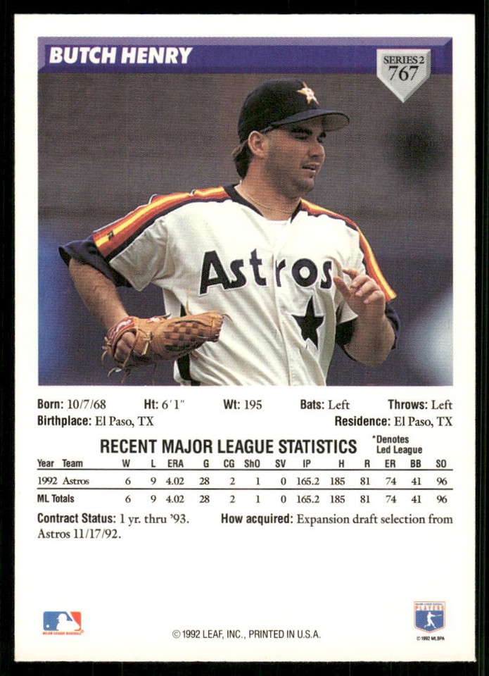 1993 Donruss #767 Butch Henry | eBay
